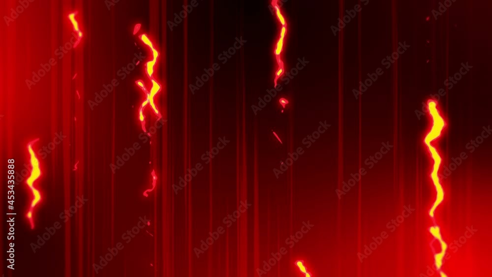 Red fire with cartoon speed lines. Comic rays on black background ...