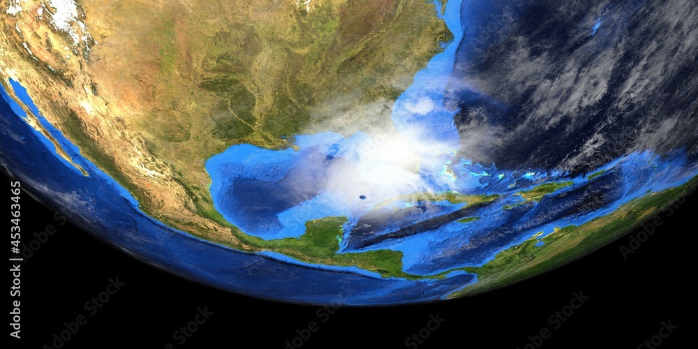 Hurricane Ida approaching the Gulf of Mexico. Extremely detailed and ...