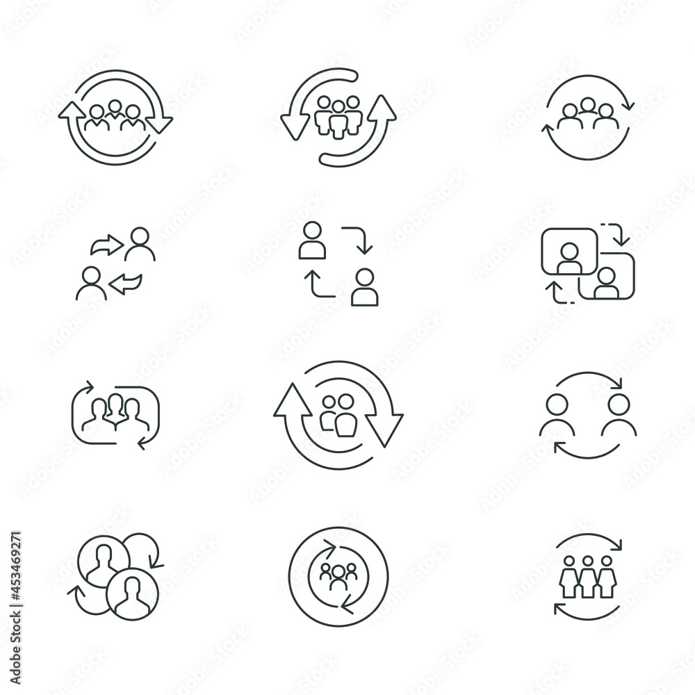 Person updating profile. Synchronize team work. Refresh team. People ...