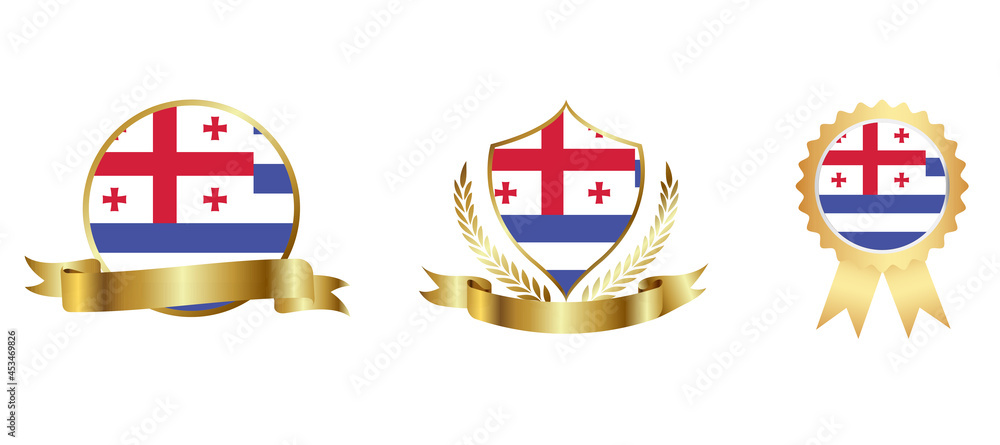 Ajaria flags. Symbols of countries map Stock Vector | Adobe Stock