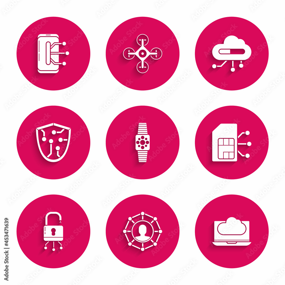 Set Smartwatch, Project team base, Cloud technology data transfer and storage, Sim card, Lock on ...