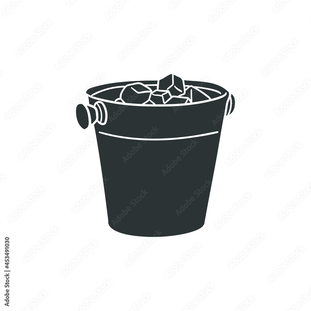 Ice Bucket Icon Silhouette Illustration. Container Cold Drink Vector ...