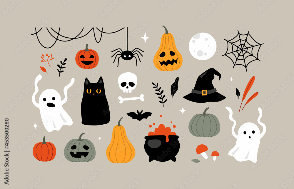Halloween clipart, illustrations and design elements set. Stock Vector ...