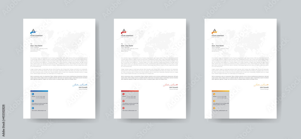 business letterhead design in 3 Colorful Accents Template for corporate ...