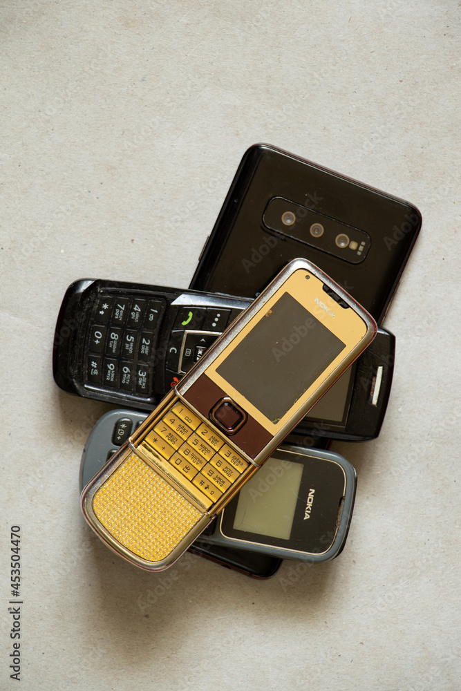 Ukraine Dnipro 10.08.2021 - phones of different models and different ...