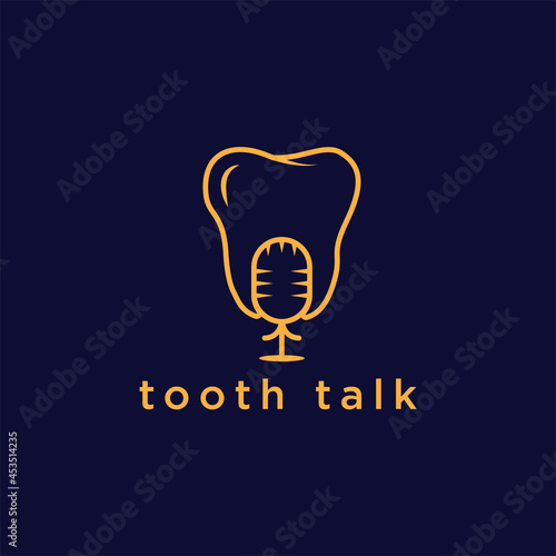 Tooth Talk Podcast Logo | Flat Logo Design | Dental Logo Stock Vector ...