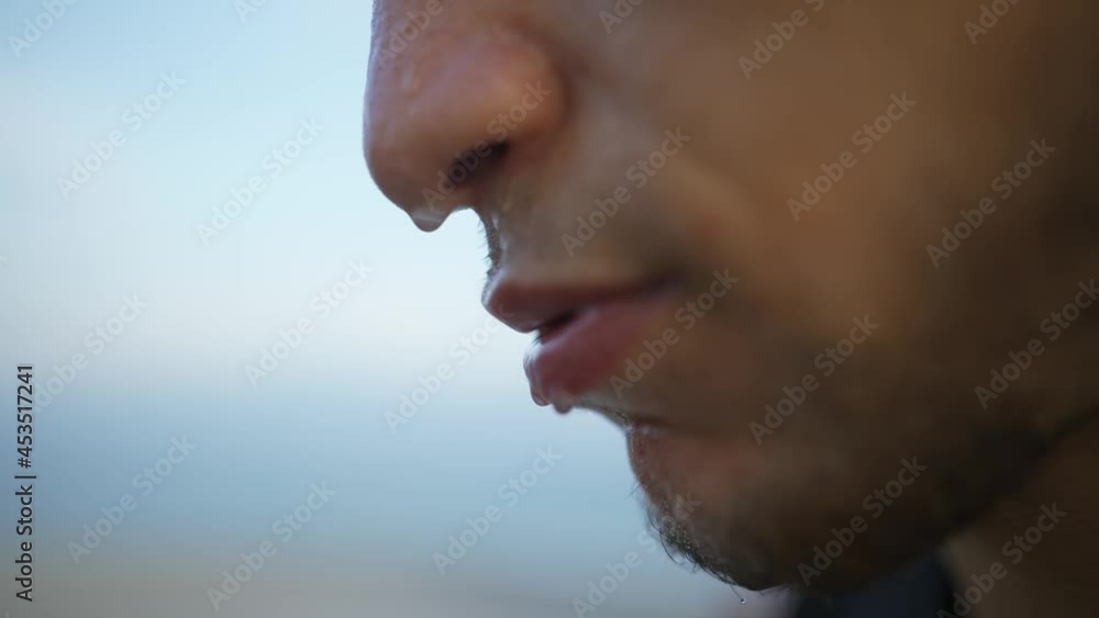 Cropped face of the sportsman with a drops of the sweat Stock Video ...