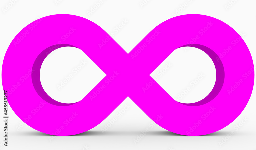 Infinity symbol 3d purple isolated on white background Stock ...