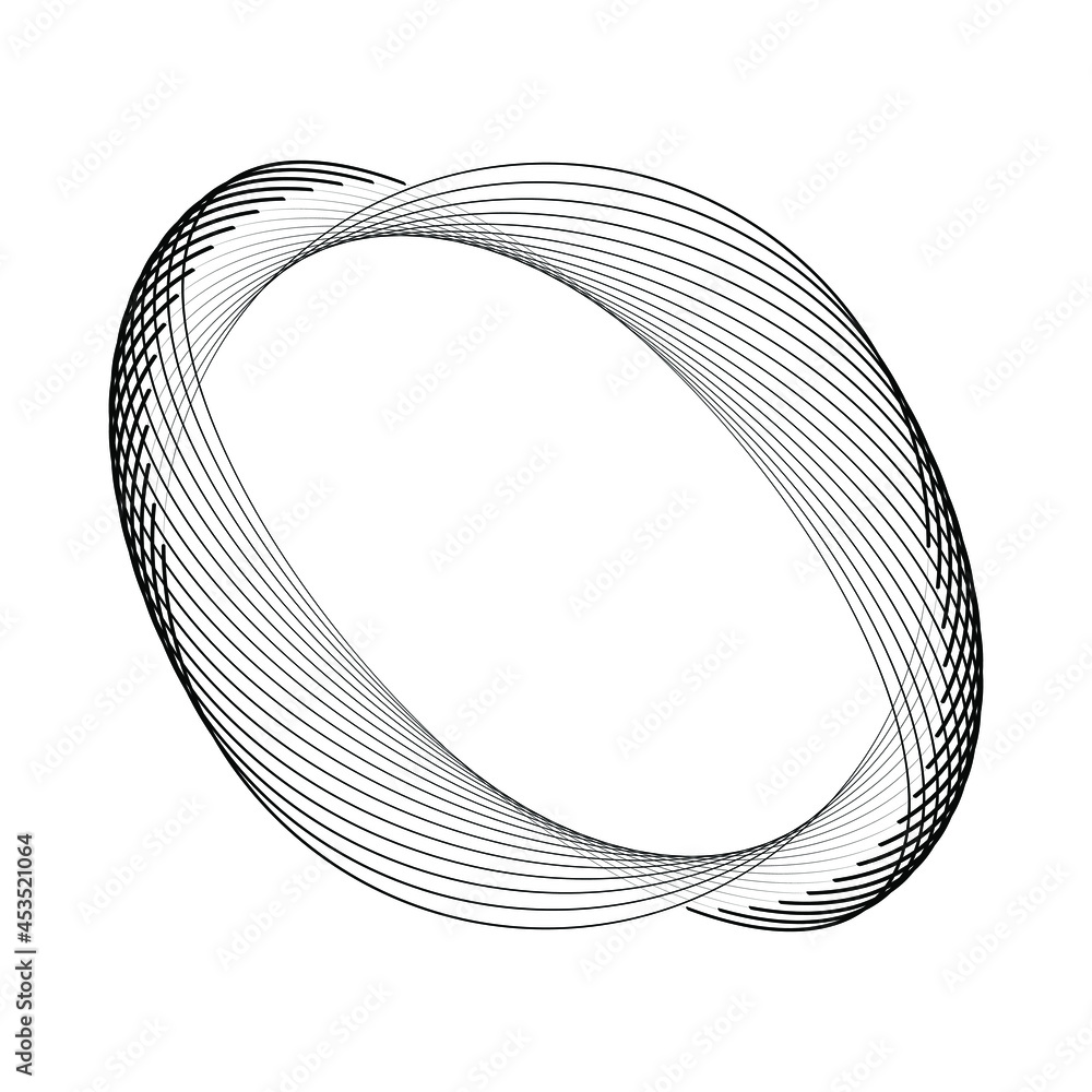 Black concentric ellipses in abstract form. Vector illustration. Trendy ...