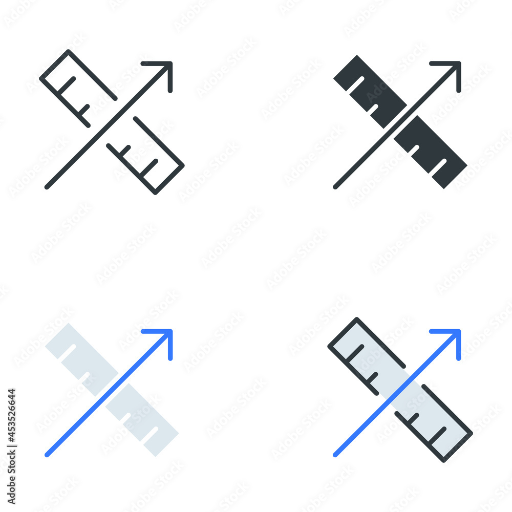 Ruler and up arrow for measuring height or width, analysis ...