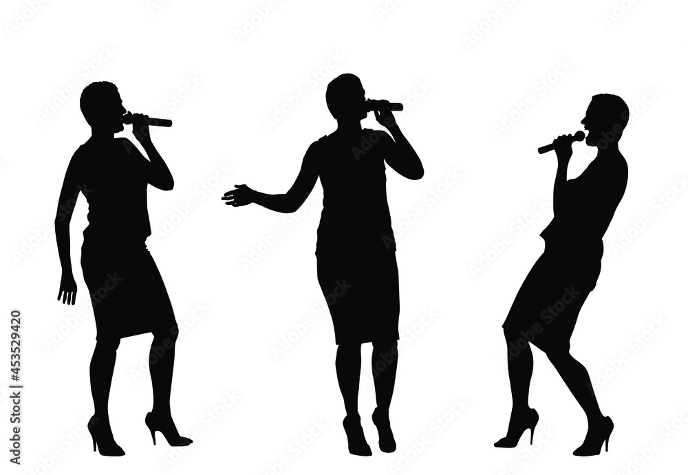 Popular singer super star vector silhouette illustration isolated on ...