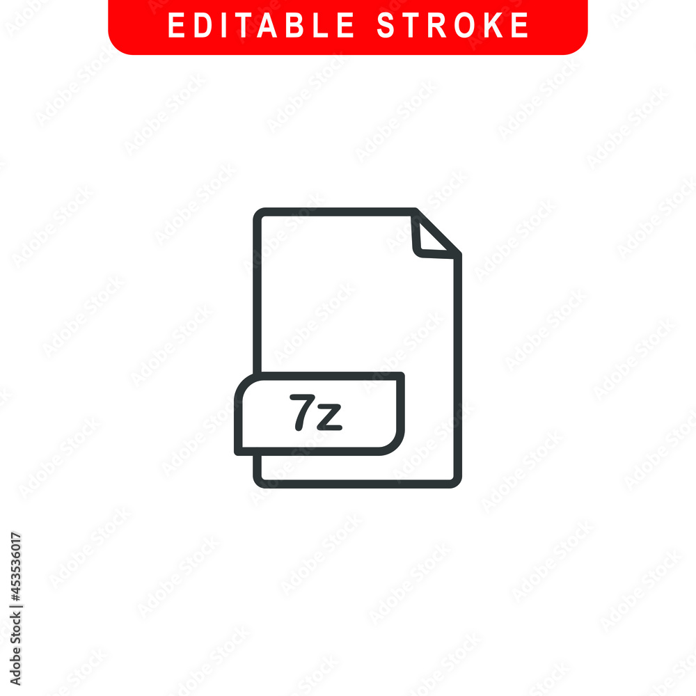 7z File Outline Icon. 7z Document Line Art Logo. Vector Illustration ...