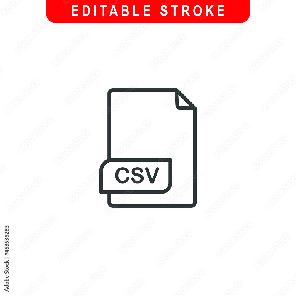 Vecteur Stock CSV File Outline Icon. CSV Document Line Art Logo. Vector ...