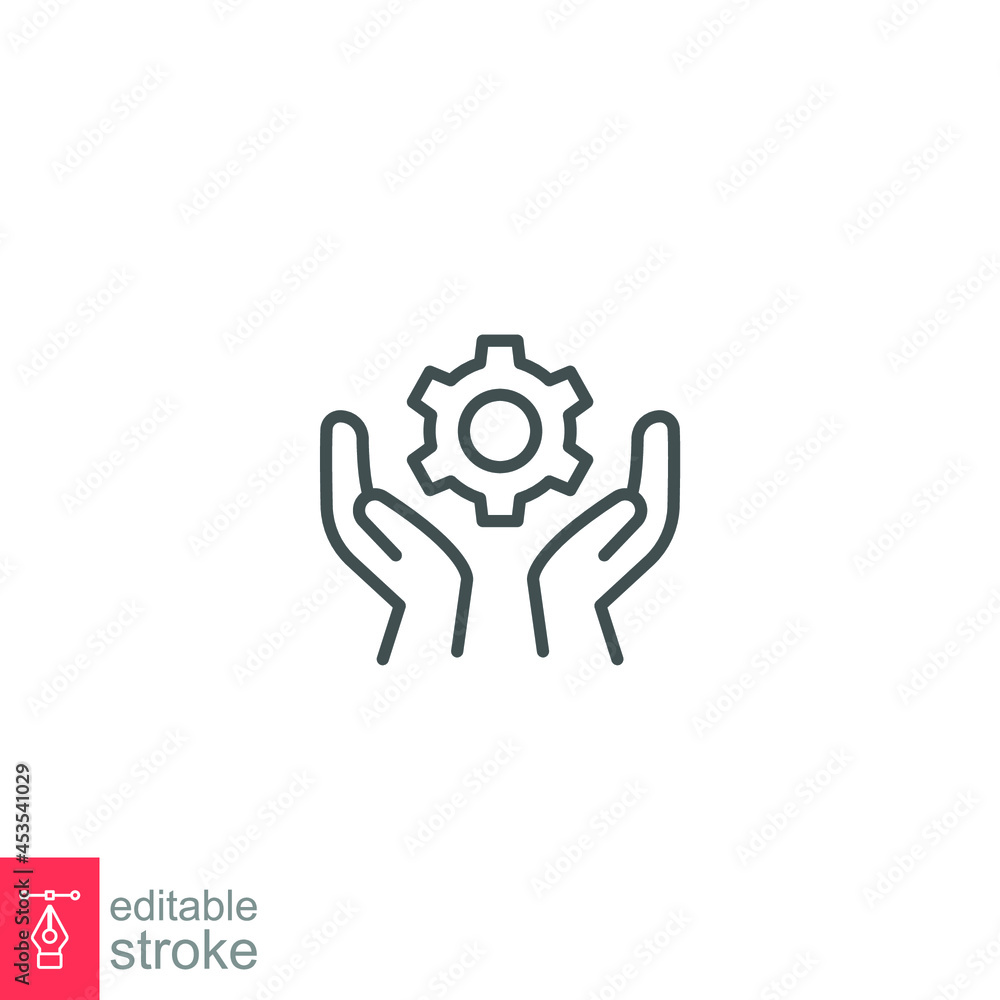 Skill ability icon. Skilled employee. Gear and hand symbol of talents ...