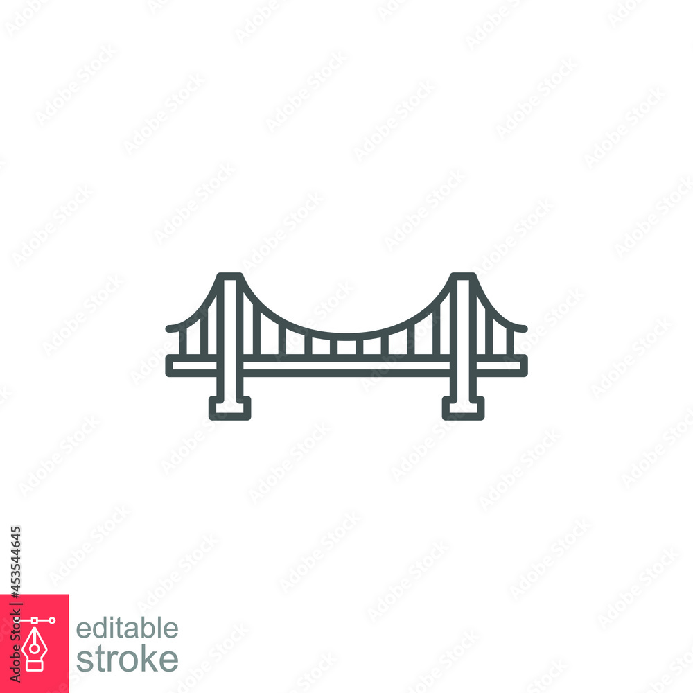 Bridge icon outline style, road, architecture. Ground transportation ...