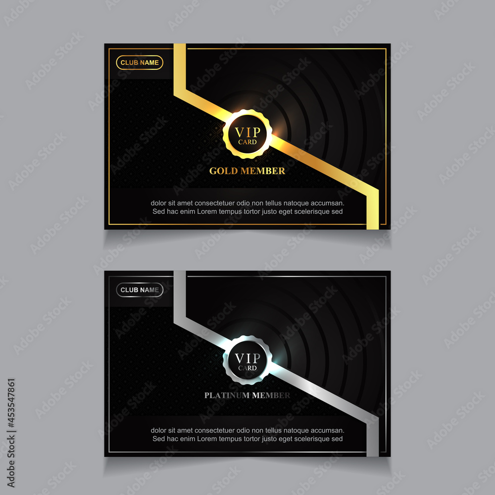 Vector VIP golden and platinum business card. Black geometric pattern ...