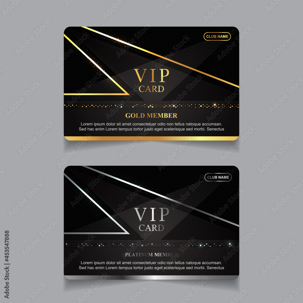 Vector VIP golden and platinum business card. Black geometric pattern ...