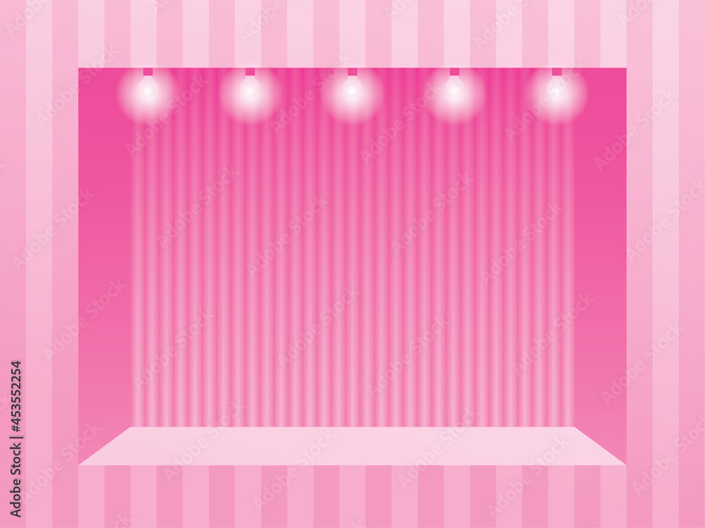 fashionable pastel pink window display with light bulb 3d illustration ...