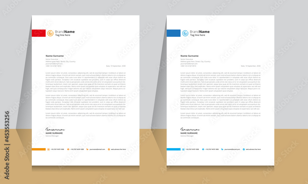 Letterhead format template, business style letterhead design template ...