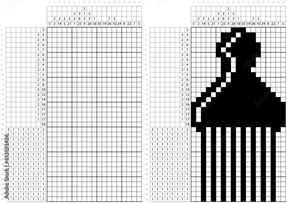 Comb Icon Nonogram Pixel Art M_2108002 Stock Vector | Adobe Stock