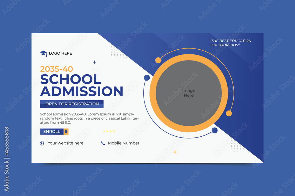 Kids School Admission Web Banner Design Template. Vector EPS 10 Stock ...