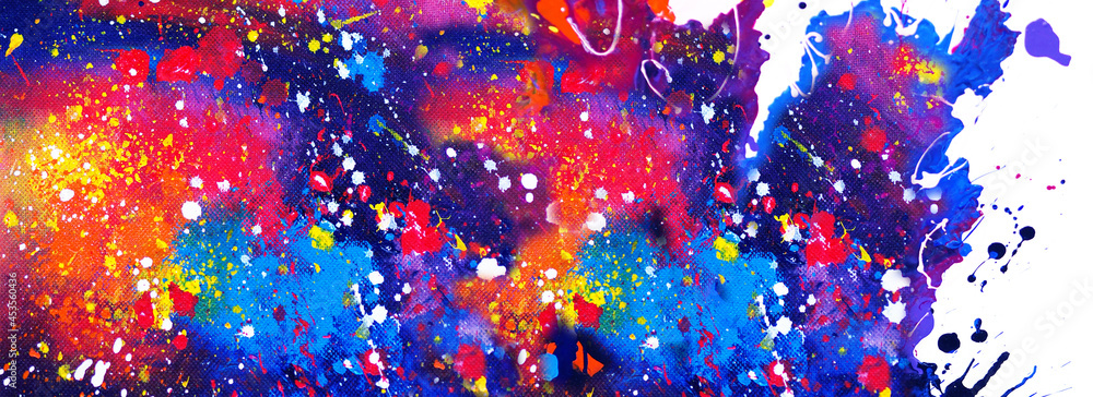 Hand drawn colorful painting abstract art panorama background colors ...