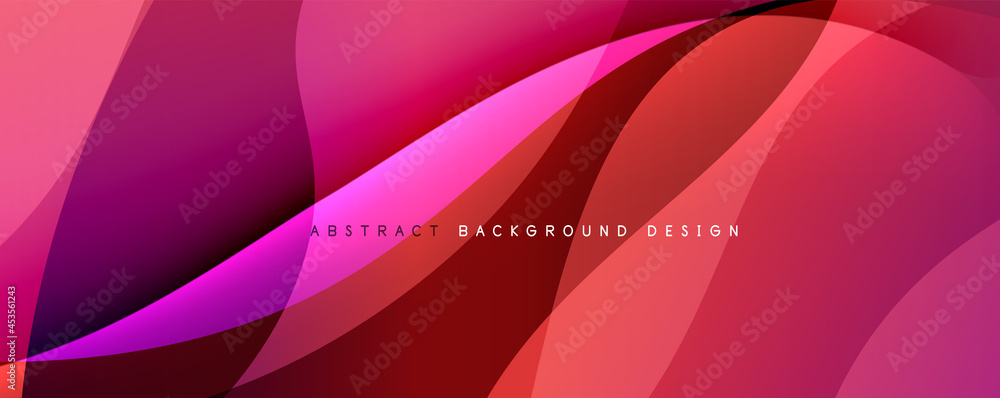 Trendy simple fluid color gradient abstract background with dynamic wave line effect. Vector ...