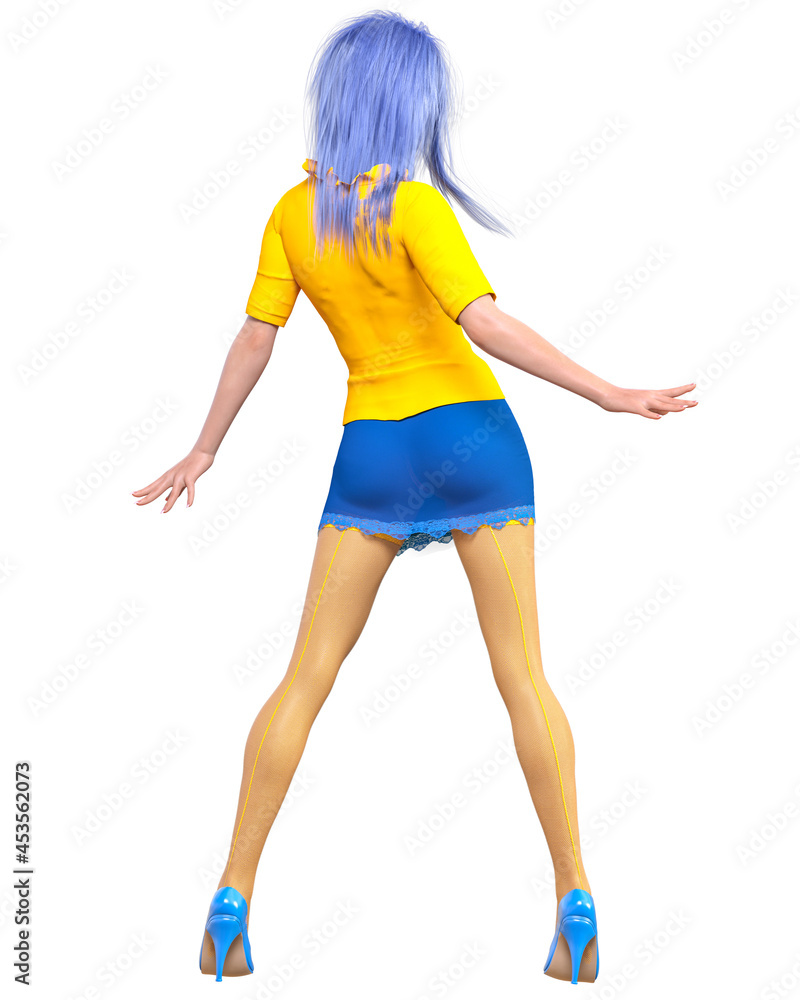 Sexy Japanese Secretary In Mini Skirt And Stocking Stock Illustration