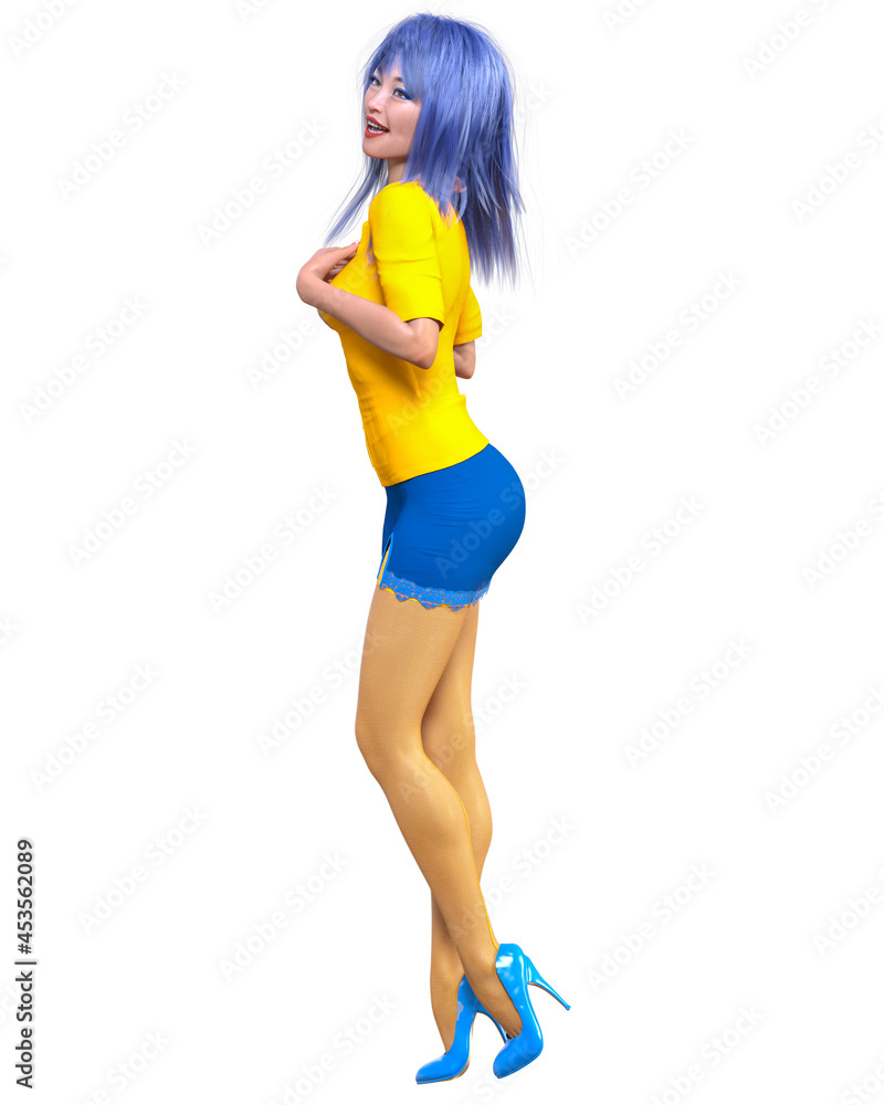 Sexy Japanese Secretary In Mini Skirt And Stocking Stock イラスト Adobe Stock