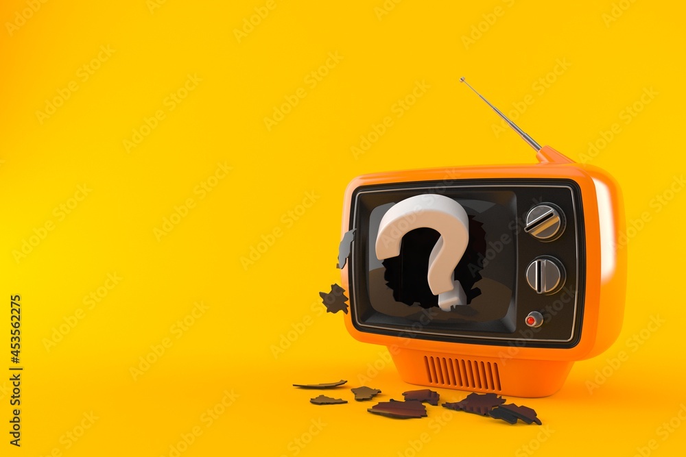 Question mark inside old tv Stock Illustration | Adobe Stock