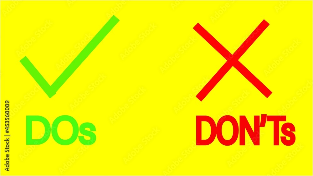 Positive and negative symbols. Information sign like don't and don'ts ...