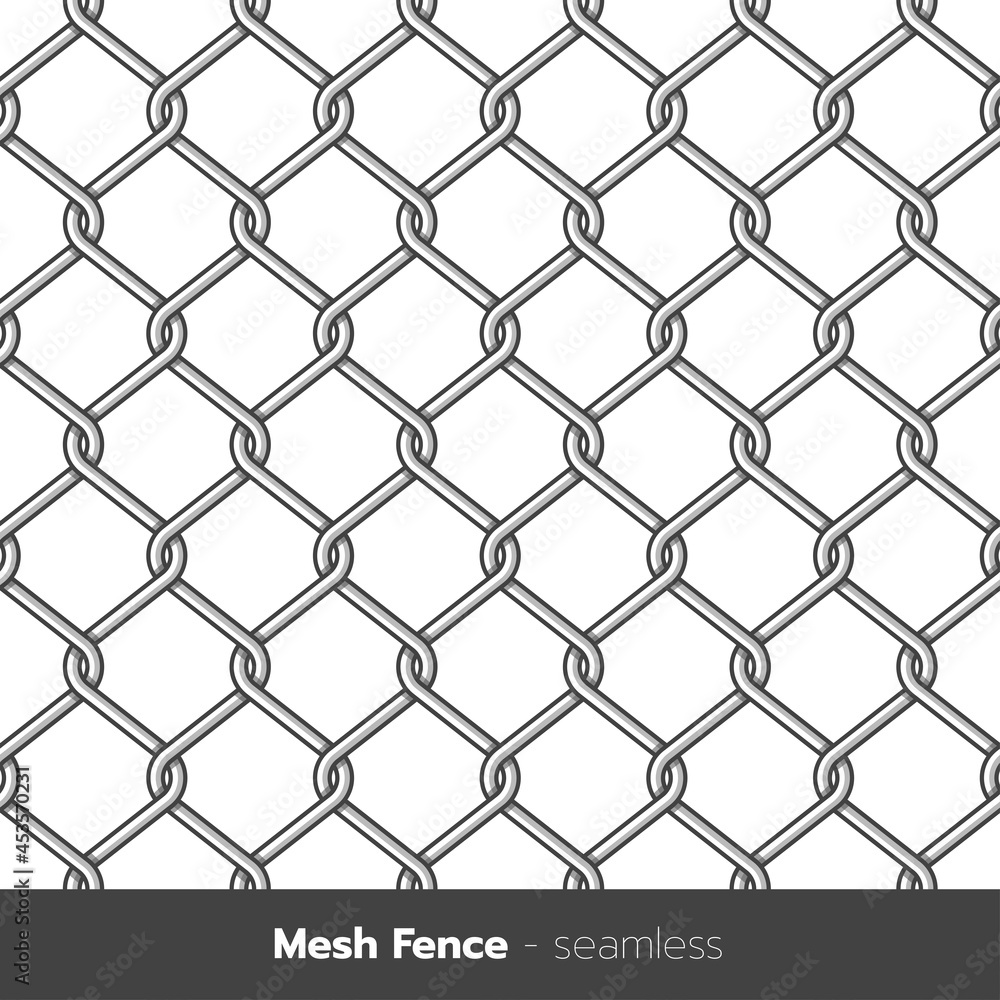 Mesh fence Seamless texture of metallic chain link, vector design and ...
