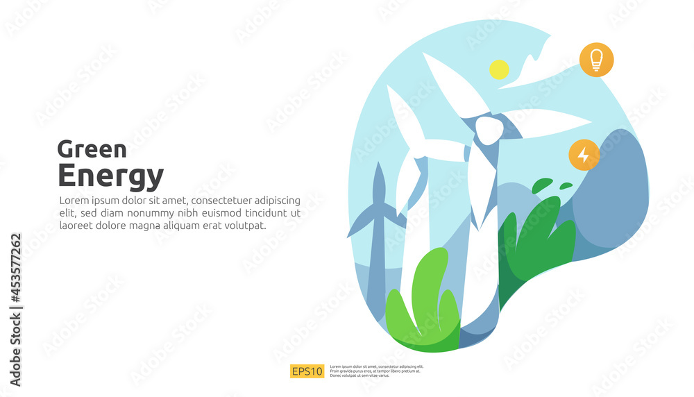 Environmental concept for green clean energy sources with renewable ...