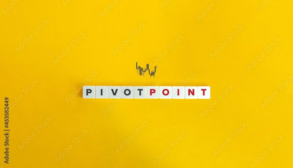 Pivot Point banner and icon. Block letters on bright orange background ...