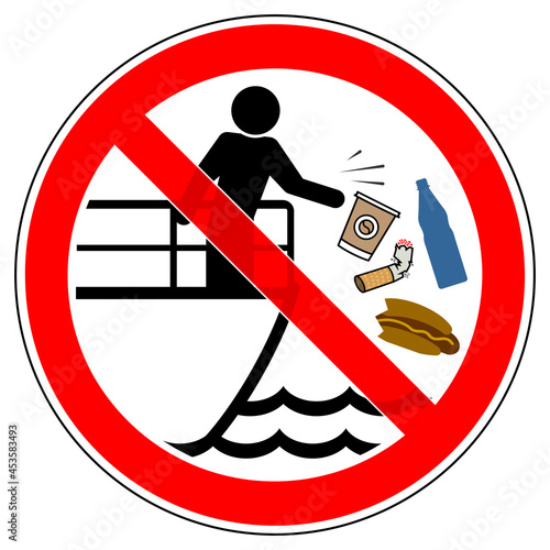 srr683 SignRoundRed - German Verbotszeichen: Bug / Schiff - Müll über ...