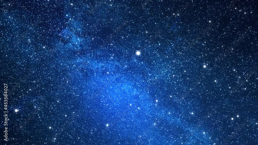 Intergalactic travel through neon glowing clusters of stars and ...