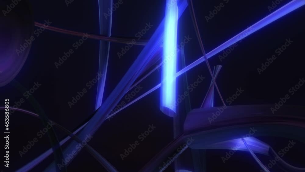 Abstract Floating Metallic Sticks Random Chaos Motion. 4K 3D Loopable ...