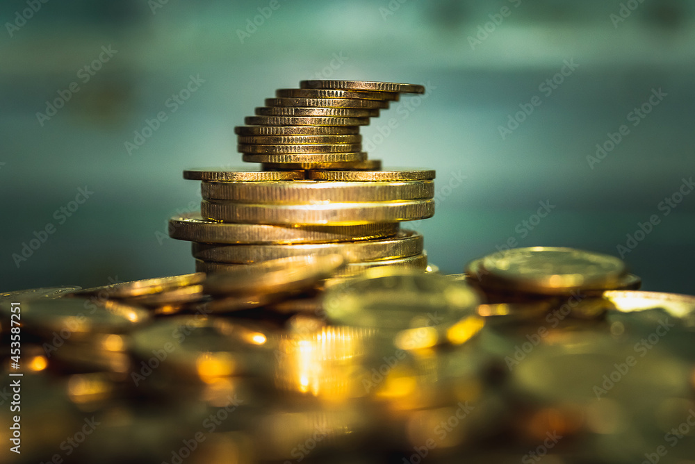Gold coins stacks is representing riches and wealth management. Coin ...