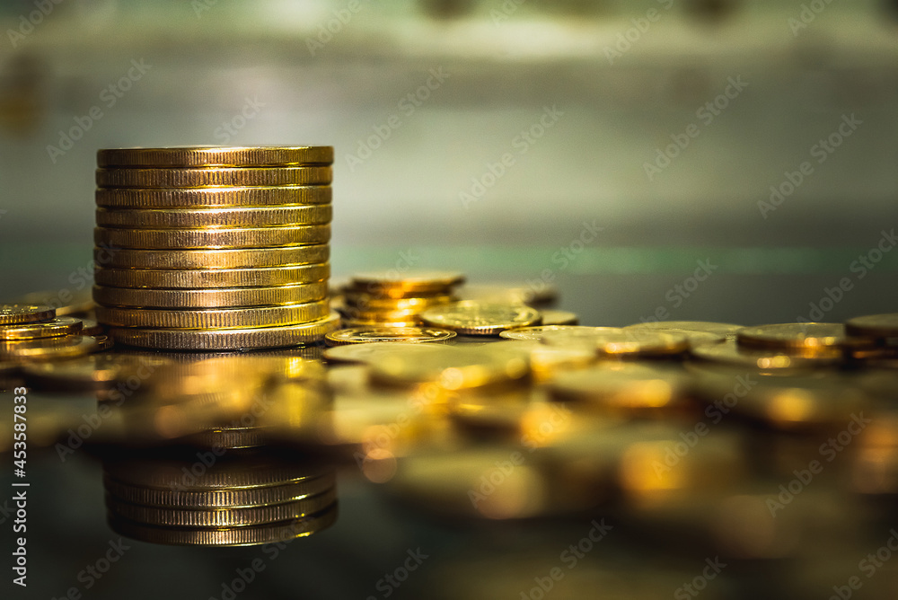 Gold coins stacks is representing riches and wealth management. Coin ...