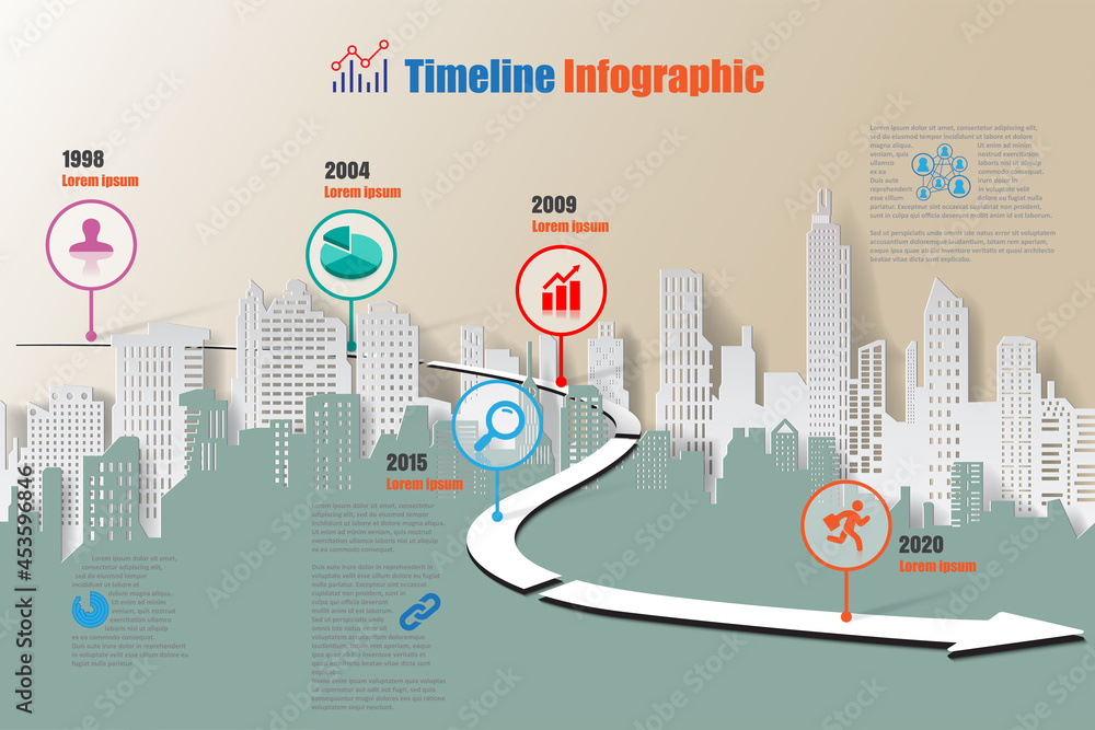 Business roadmap timeline infographic city designed for abstract ...