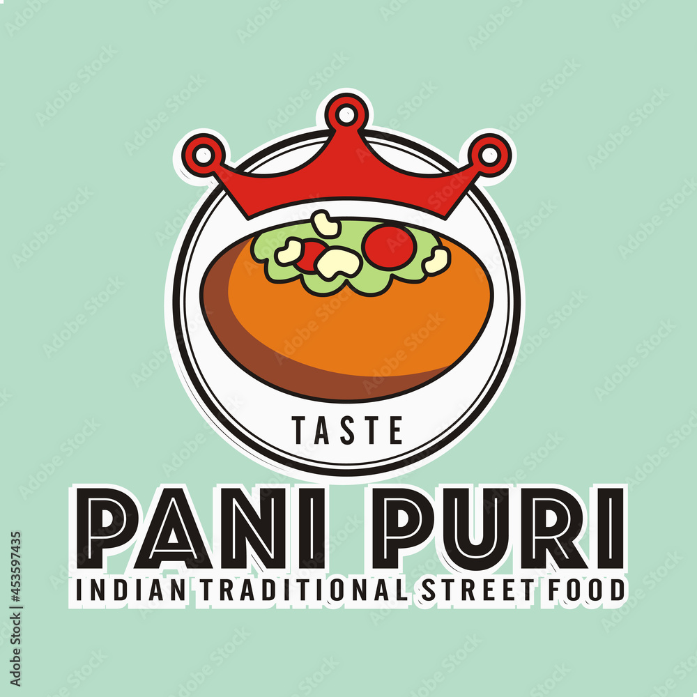 pani puri food logo vector illustration - indian street food ...