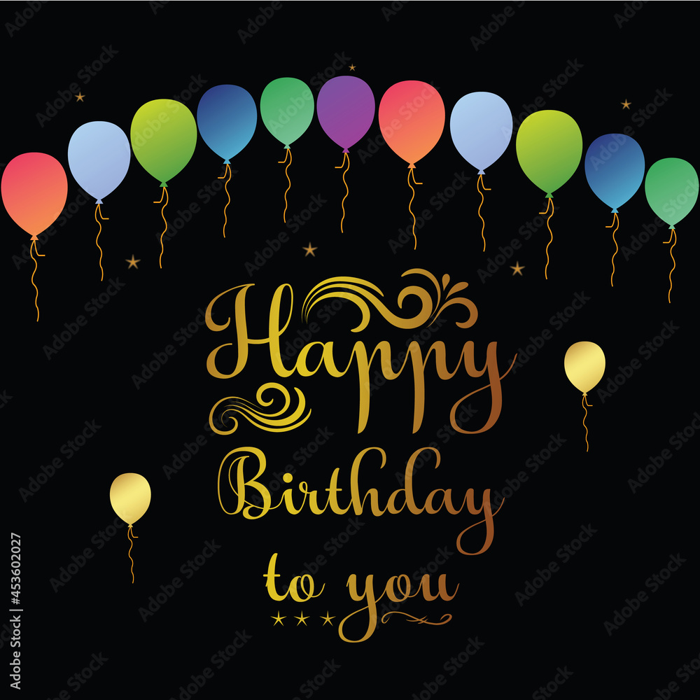 Happy Birthday Greeting Card Black Background Stock Illustrations Stock ...