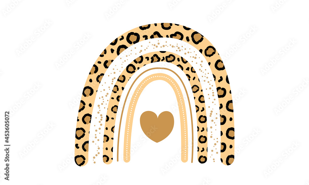 Leopard Rainbow with heart, modern rainbow, boho rainbow with leopard ...