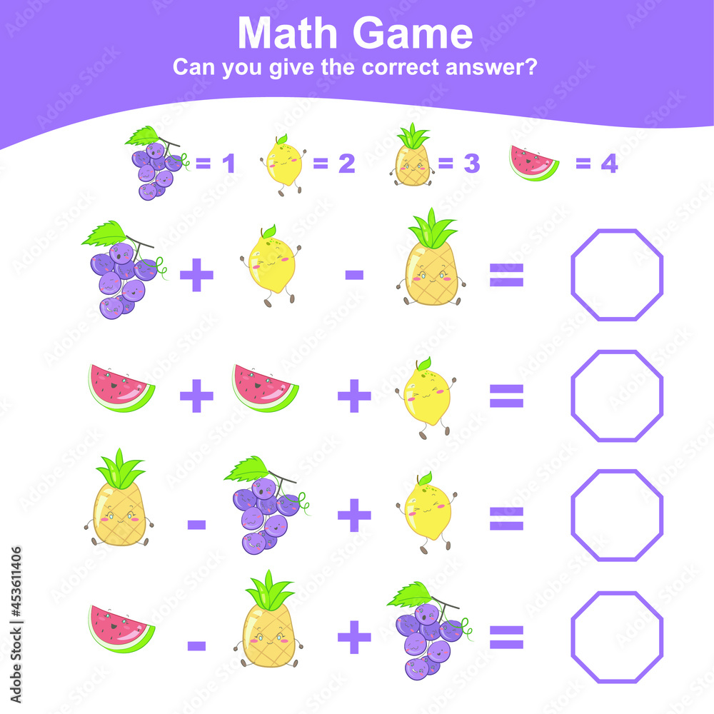 Fruit Counting Math Worksheet. Math Worksheet for Preschool ...