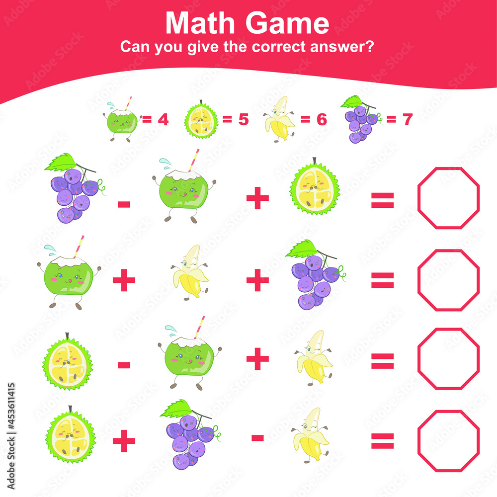 Fruit Counting Math Worksheet. Math Worksheet for Preschool ...