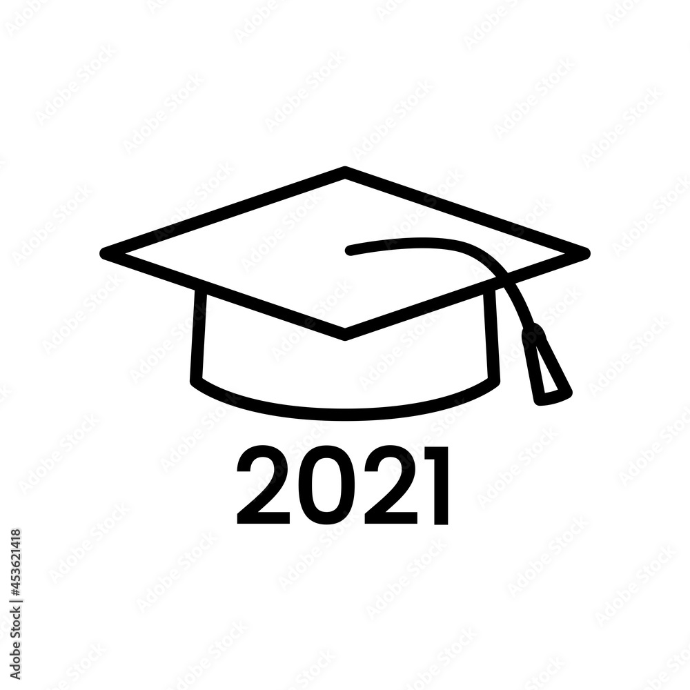 School hat line icon. University graduate student outline cap symbol ...