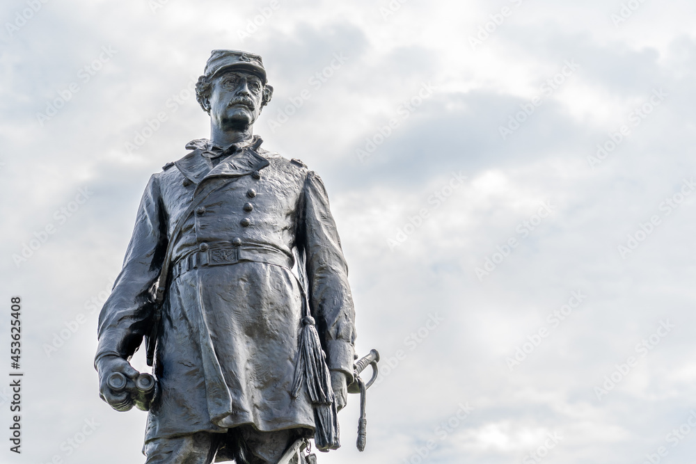 Gettysburg, PA - Sept. 9, 2020: This statue of Major General Abner ...