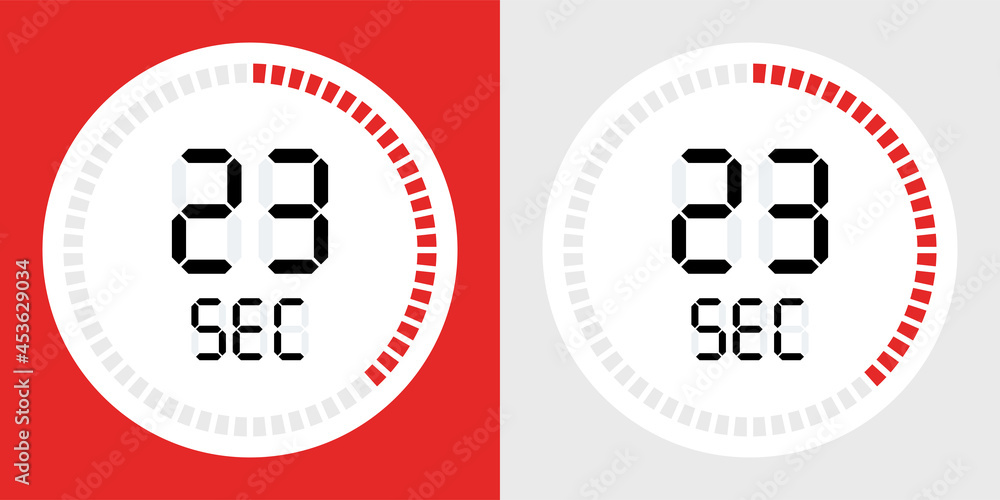 Timer countdown with 23 seconds icon. Time interval Stock Vector ...
