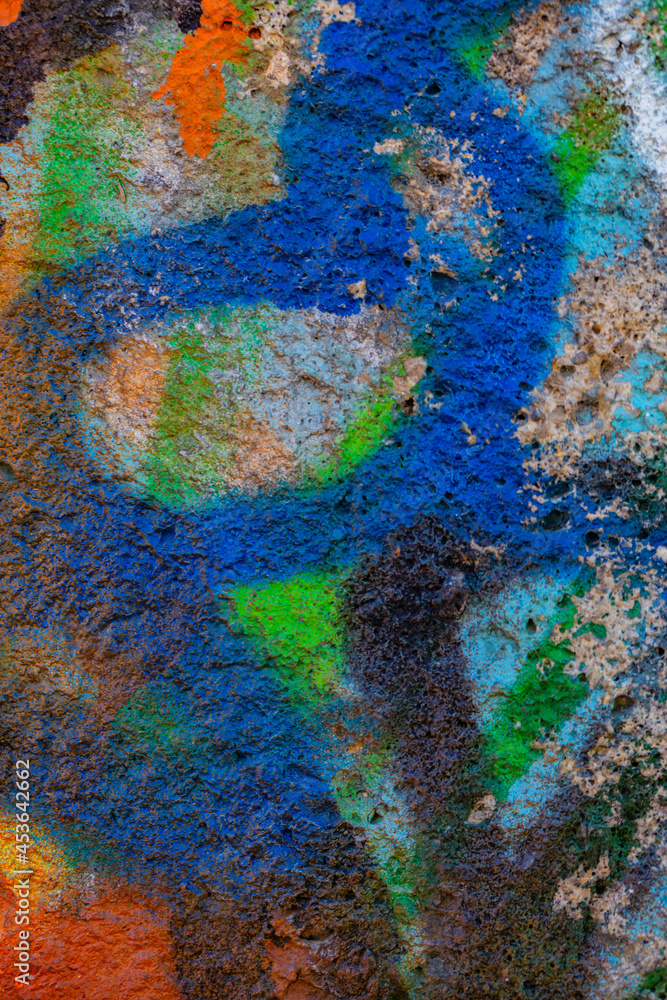abstract colored texture. Old scratches, stain, paint splats, spots on ...