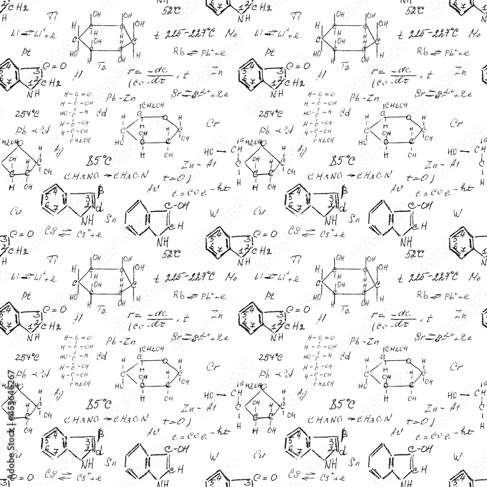 Hand draw chemistry pattern on white background. Back to School ...